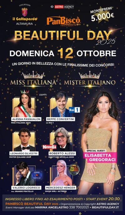 PanBiscò protagonista della finalissima di Miss Italiana e Mister Italiano 2025 ad Altamura ...